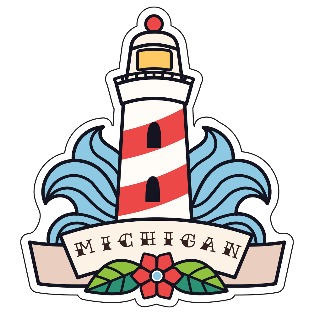 Sticker - Michigan Lighthouse Tattoo – Farrar Decals and designs